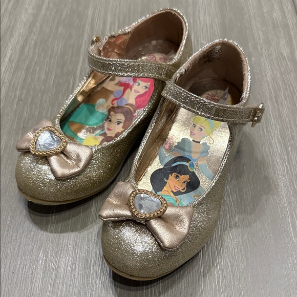 Disney | Shoes | Disney Glittery Gold Princess Kids Dress Shoes Nice ...
